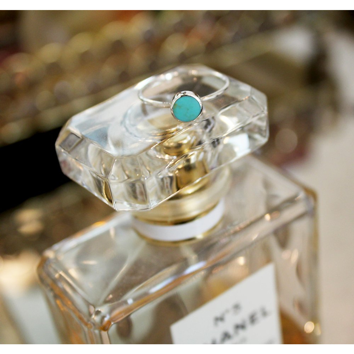 Oxford Diamond Co Sterling Silver Round Simulated Turquoise Ring Sizes 7