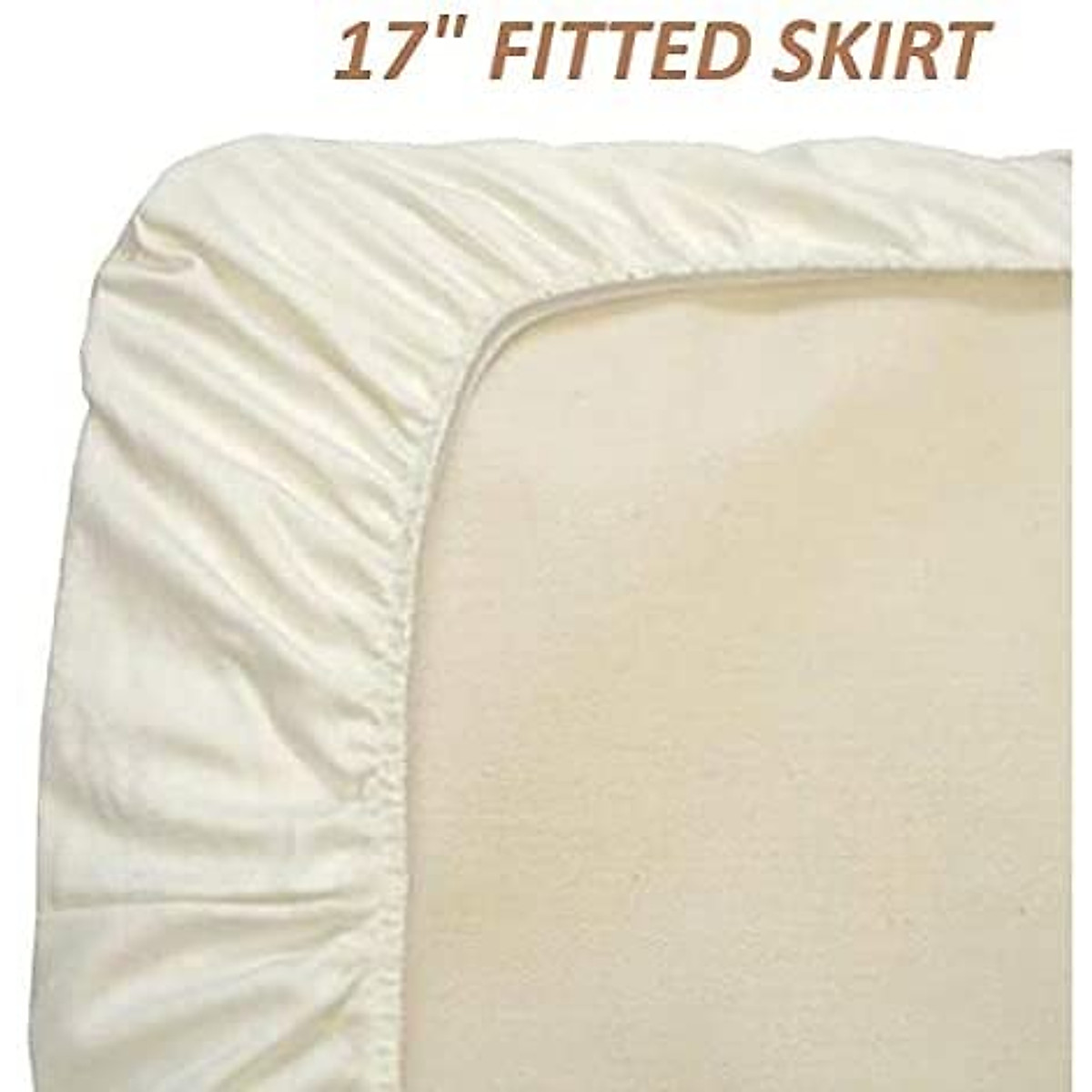 OrganicTextiles Organic Cotton Mattress Pad with 17” Fitted Bed Skirt Deep Pocket (Queen Size), GOTS Certified, Soft Silky Feel, Luxurious Quilted Design, Machine Washable, All Season, Skin Sensitive