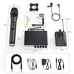 FIFINE Wireless Microphone System, 50 Channels, 3.5mm Jack, Auxiliary