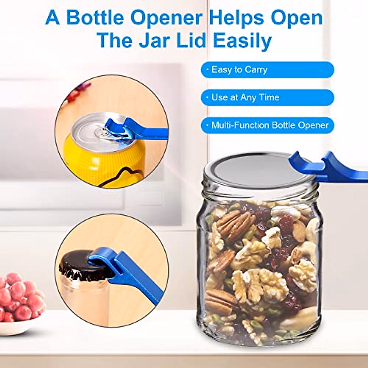 Mason Jar Vacuum Sealer, Mifenney Food Saver Jar Sealer Kit with Accessory Hose for Regular and Wide Mouth Mason Jars, with Manual Vacuum Pump and Lid Opener