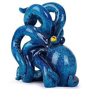 Hodao Toothbrush Holder for Kids, Resin Pencil Holder, Animal Toddler Single Tooth Brush Stand for Vanity Countertop, Office,Tooth Brushing Holder & Bathroom Accessories Decor (Blue Octopus)