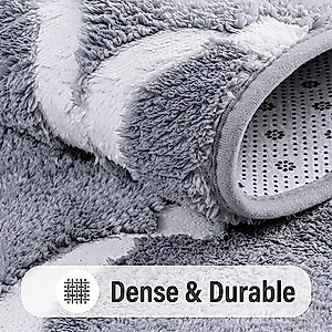 QXKAKA Soft Shag Geometric Area Rug, Modern Indoor Carpet for Bedroom Living Room, 4'x6' Memory Foam Kids Rug for Nursery Play Mat, Moroccan Trellis Fluffy Rug Accent Room Decor, Grey/White