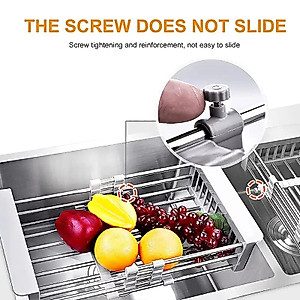 ALREMO 1pc Drain Rack, Stainless Steel Kitchen Basket, Home Dish Rack, Retractable Sink Shelf, 8.81*(11.22-18.5)*3.7in, Suitable for Rectangular Sink (Black)