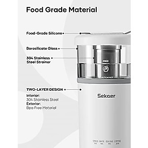 Sekaer Travel Electric Tea Kettle, Portable Small Mini Hot Glass Teapot Maker with Infuser, 350ML&400W Fast Heat Personal Water Boiler, BPA-Free White