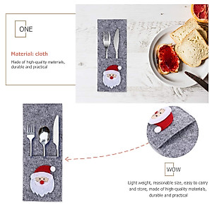 4 Pieces Christmas Cutlery Holder Costume Silverware Holder Burlap Utensil Holder Knife Fork Bags Christmas Dinner Table Decorations
