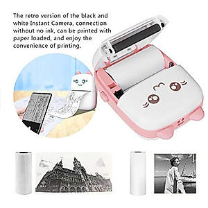 Naroote Mini Photo Printer, Plastic Material Photo Printer for Wireless High Resolution with Cute Appearance for Classroom for Learn(Pink)