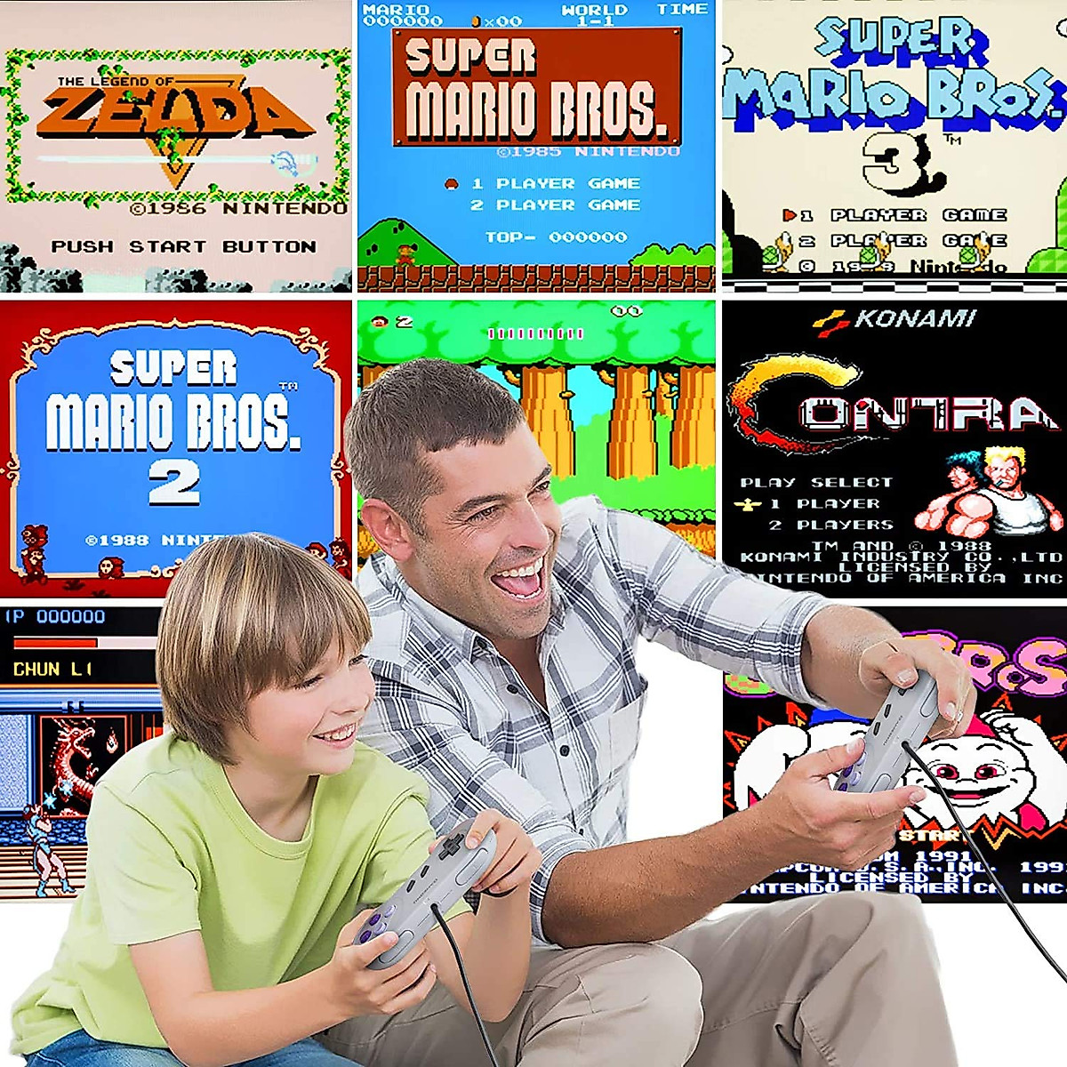 JAOK Classic Handheld Game Console, Built-in 620 Classic Games and 2X4 NES Classic Button Controller Av Output Video Games (620AV)