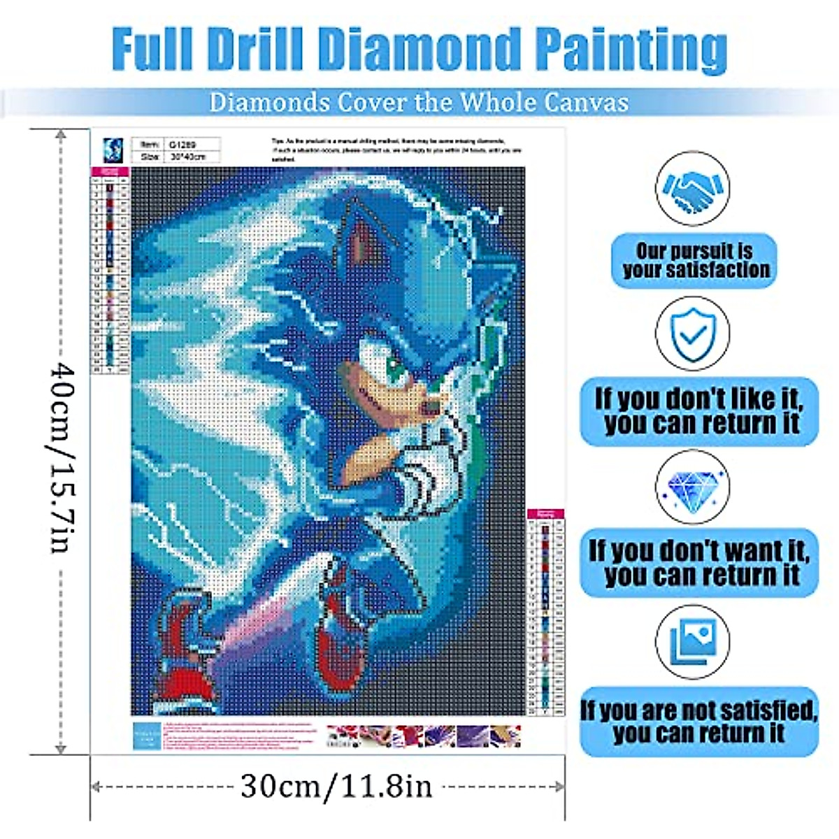 arcvoso 5D Diamond Painting Kits for Adults - Diamond Art Kits for Adults Kids Beginner,DIY Sonic Diamond Painting Full Drill Round Rhinestone for Home Wall Decor 11.8X15.7inch