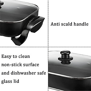 16 inch Nonstick Electric Skillet - Large Capacity Serves 4 to 6 People