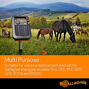 Gallagher S10 Leadset | Energizer Output Lead Set | Electric Fence Energizer Accessory with Red & Green Alligator Clips | Connect to Energizers, Power Supplies & Earthing Systems | 70" / 1.8m Length
