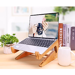 MTWhirldy Laptop Stands, Universal Desktop Stand for Notebook Computer 11-14inch Compatible with Apple MacBook Air Mac Pro and iPad Pro, HP, DELL, Acer, Toshiba, Surface, Lenovo etc. Simple Bamboo