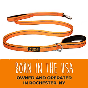 Mighty Paw Two Handle Dog Leash - Extra Control When You Need - Strong Climbers Carabiner - Super Soft Neoprene Padded Handles for Ultimate Comfort - Easy & Convenient - Reflective Stitching - Orange