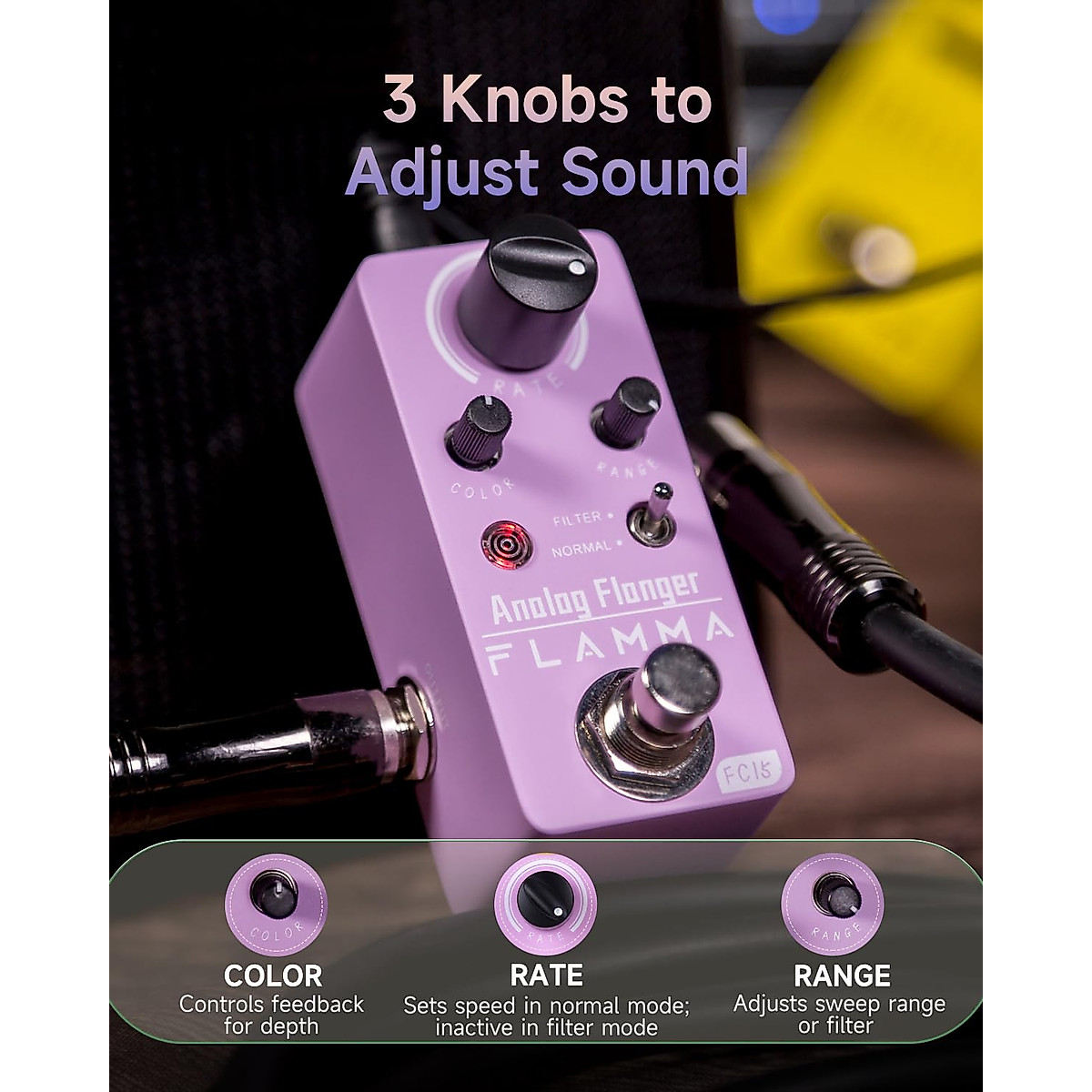 FLAMMA FC15 Analog Flanger Pedal Guitar Effects Pedal True Bypass Mini Portable Durable Metal Shell