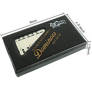 PUREPLAY Jumbo Classic Dominoes Double 6 Game Set，Ivory 28pcs Domino Set in Poatable PVC Case-Family Nights,Party Favors,Travel and Anytime Use,2-4 Players