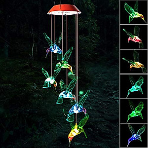 Hummingbird Gift,Solar sind shimes,Gifts for All mom/Grandma/Women/Aunt/Daughte/Friend/Niece/Sister/Teacher/dad, Mother Birthday Gift, Gardening Gifts,windchimes Outside, Perfect for Patio, Garden