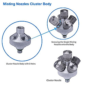 Fogland Pump Misting System: Outdoor Misting System 49ft Misting Cooling System with 16pcs 0.016" Orifice Thread Stainless Steel Misting Nozzle for Patio Garden Backyard