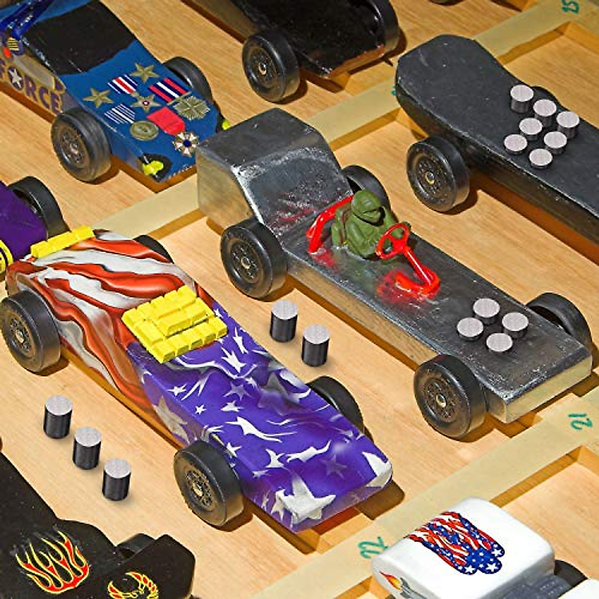 BBTO 12 Pieces, 3.625 oz. Tungsten Weights 3/8 Inch Incremental Cylinders Car Incremental Weights Compatible with Pinewood Car Derby Weights