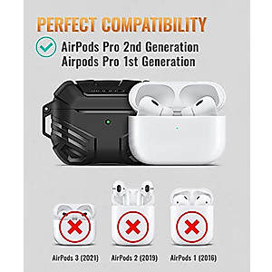 MOBOSI for AirPods Pro 2nd/1st Generation Case Cover with Lock, Military Grade AirPod Pro 2 Case for Men Women, Full-Body Shockproof Protective Case with Keychain for AirPods Pro(2023/2022/2019),Black