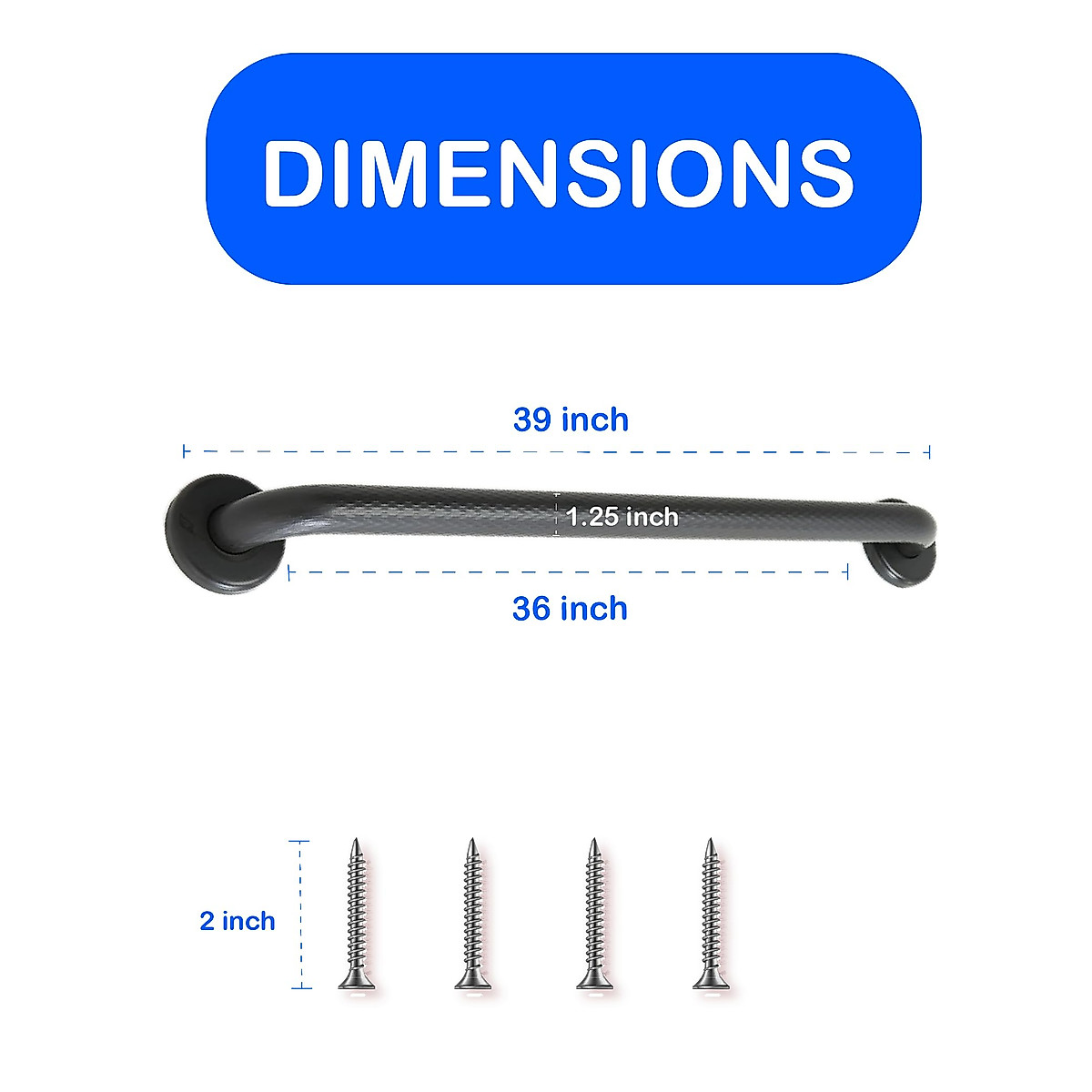 Grab Bar for Bathtub Shower - Stairs Bed Toilet Bathroom / Stand Assist & Safety Handrail / 304 Stainless Steel / Shur Grip / Oil Rubbed Bronze / 36"