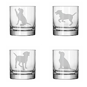 MIP Set of 4 Glass 11 oz Rocks Whiskey Old Fashioned Labrador Retriever Collection