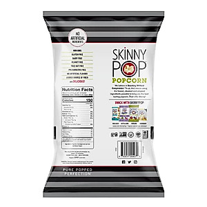 SkinnyPop Sea Salt & Pepper Popcorn, Gluten Free, Non-GMO, Healthy Popcorn Snacks, Halloween Snacks for Kids, Skinny Pop, 4.4oz Grocery Size Bag