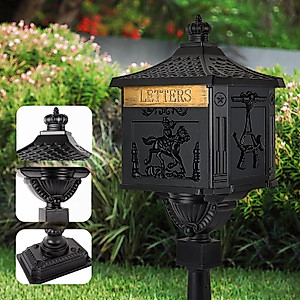 Polar Aurora Mailbox Cast Aluminum Black Mail Box Postal Box Security Heavy Duty New