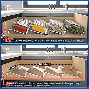 Clear Acrylic Spice Drawer Organizer, 4 Tier- 1 Set Seasoning Jars Drawers Insert, Kitchen Spice Rack Tray for Drawer/Countertop (Jars not included)