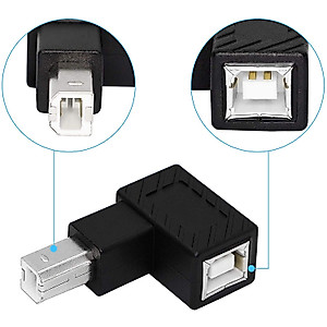 Traovien 90 Degree USB B Printer Adapter, 2 Pack USB 2.0 Type-B Male to Female Up and Down Angle Printing and Data Extension Adapter for Printer Scanner HDD (UP&Down)