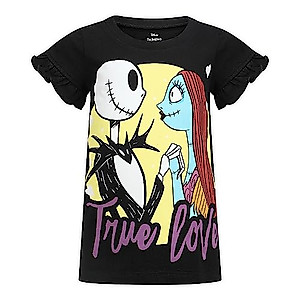 Disney Nightmare Before Christmas Girls 3 Pack Short Sleeve T-Shirt for Toddler to Big Kids Purple