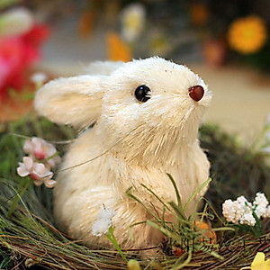 aporake Easter Bunny Statue, Standing Straw Rabbit, Simulation Bunny Garden Decor, Hand-Woven Straw Animal Figurine Festival Home Ornament (#11)