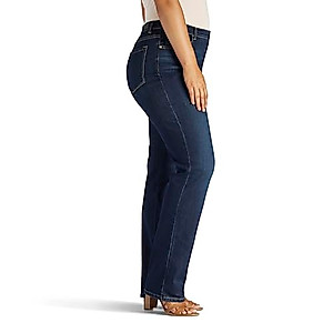 Lee Womens Plus Size Instantly Slims Classic Relaxed Fit Monroe Straight Leg Jeans, Ellis, 18 US