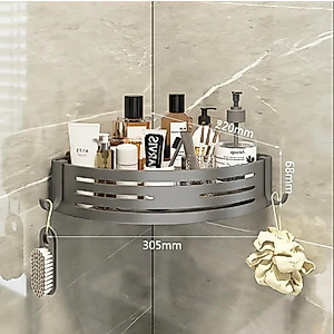 hombäde Double Corner Shower Caddy, Triangle Shelf Organizer, Adhesive Shower Shelves, Rustproof, No Drilling