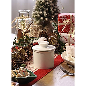 Sweese Butter Dish - Butter Crock for Counter with Water Line for Spreadable Butter - French Butter Keeper with Lid - No More Hard Butter - White, No. 305.101
