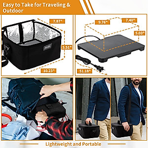 Aotto Portable Oven Personal Food Warmer - 110V Portable Mini Microwave Electric Heated Lunch Box for Work, Cooking and Reheating Meals in Office, Potlucks, Travel Hotel, Home Kitchen (Black)