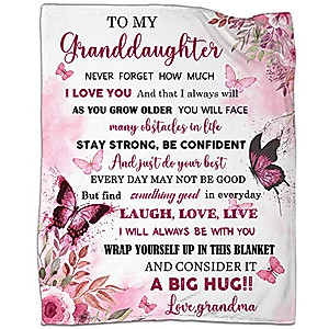 RIEDIOVS Granddaughter Gifts Blankets-to My Granddaughter Blanket-Granddaughter Gifts from Grandma-Birthday for Granddaughter 60" x 50" Throw Blanket -1