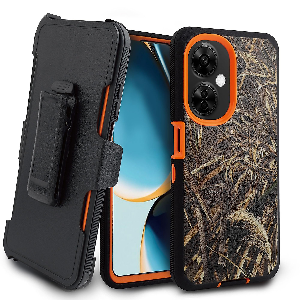Customerifrst Shockproof Phone Case Compatible OnePlus Nord N30 5G with Belt Clip Holster Phone Case, Heavy Duty Rugged Full-Body Cover with Kickstand Built in Screen Protector (Camo)