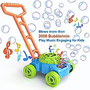 JUMELLA Automatic Lawn Mower Bubble Machine with Music for Kids, Baby Activity Walker for Outdoor, Push Toys for Toddler, Christmas Birthday Gifts for Preschool Boys Girls