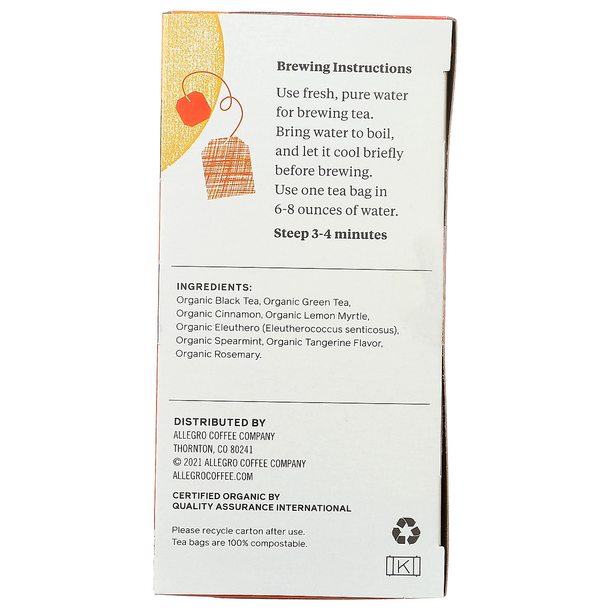 Allegro Tea, Organic Engage Your Brain Tea Bags, 20 ct