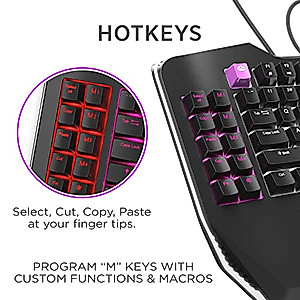 Cloud Nine C989M Ergonomic Mechanical Keyboard for PC - Kailh Tactile Brown Switches - RGB Light Up LED Backlit with USB - Ergo Split Key Board with Macro