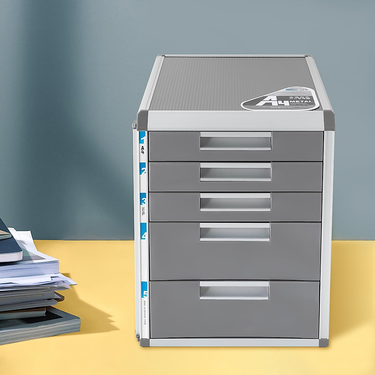 DDBESSIC File Cabinet, 5 Drawer Lateral Filing Cabinet with Lock Desk Cabinet Storage Home Office Lockable Desk Storage Organizer with Drawers