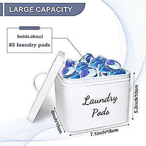 Metal Laundry Pods Dryer Sheet holder with Lid for Laundry Room Decor & Organization Accessories, Oppro Farmhouse Beads Container with Handle, Large Modern Storage Box(Holds 85 laundry pods)