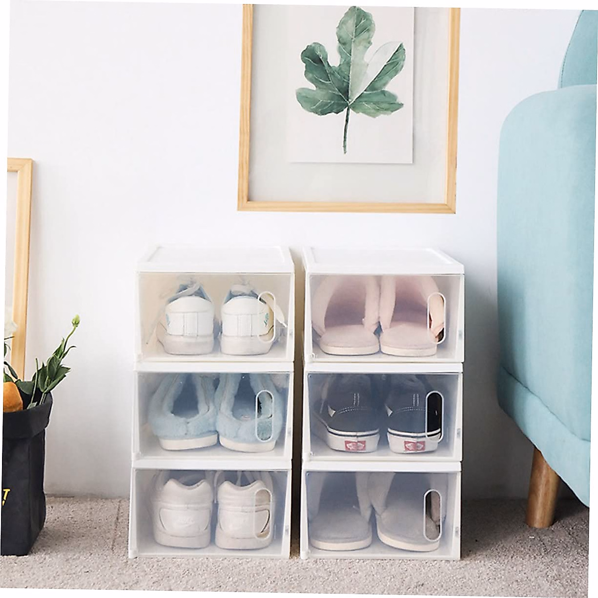 CHILDWEET Shoes Organiser Window Design 2 Pack Shoe Showcase Box Large Storage Case for Shoes Socks Underwear