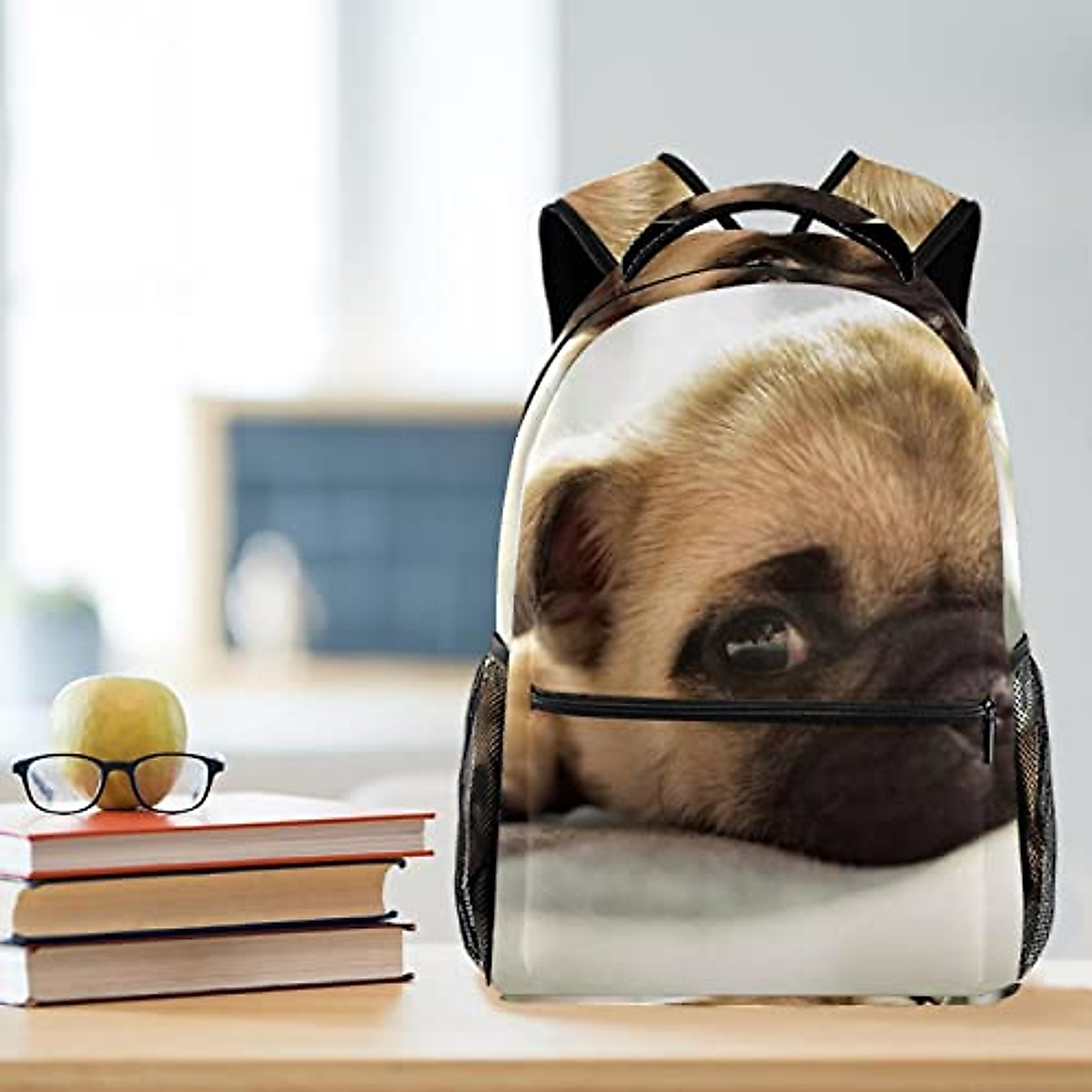 School Backpack Travel Backpack,Boy Girl Backpack,pug dog,Outdoor Sports Rucksack Casual Daypack