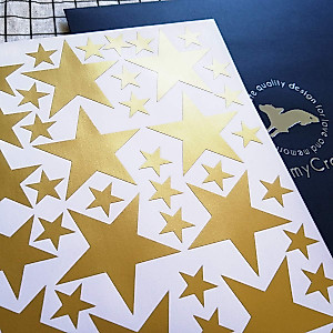 Mozamy Creative Star Wall Decals (189 Count) Gold Star Decals Nursery Decals Removable Peel and Stick Wall Decals, Vintage Gold