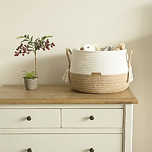 R RUNKA Large Basket for Toys - Boho Baskets for Living Room,Bedroom,Nursery- Pack of 2-15.7"x 11.8" & 11.8"x9.8"