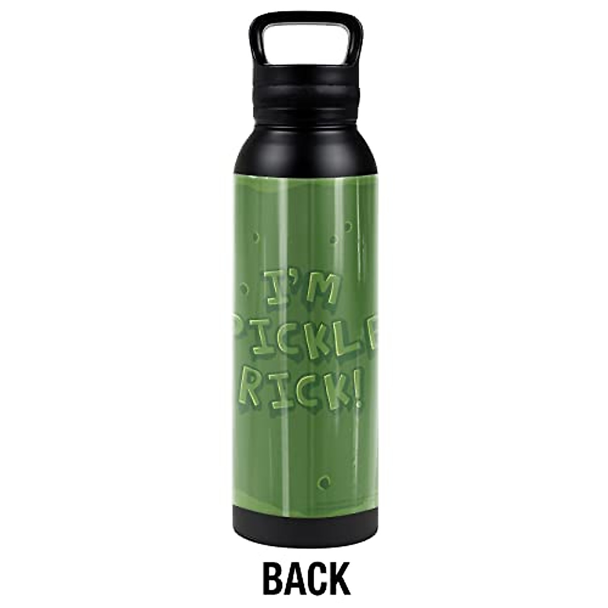 Rick And Morty OFFICIAL I'm Pickle Rick 24 oz Insulated Canteen Water Bottle, Leak Resistant, Vacuum Insulated Stainless Steel with Loop Cap, Black