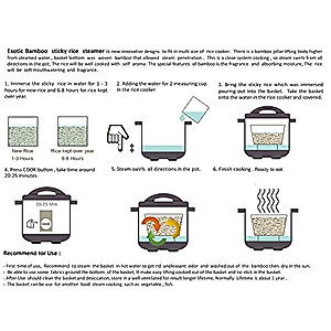 Exotic Art Dine Inner Sticky Rice Steamer Cooking Bamboo Basket for Insert in Rice Cooker (Basket Diameter 7").