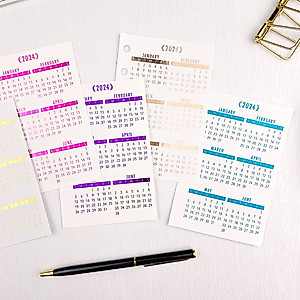 Foiled Pocket Rings Month on 2 Pages Deluxe Planner Calendar Refill, 3.2" x 4.7" | 81mm x 120mm, Sunday Start, Dated Monthly View, Choose 12 Months