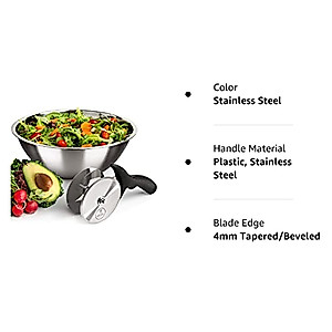 Salad Chopper Blade and Bowl – Stainless Steel Salad Cutter Bowl with Chef Grade Mezzaluna Salad Chopper – Ultra-Fast Salad Prep by Kitchen Hackables