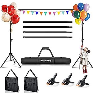 MOUNTDOG Photo Studio Backdrop Support System, 10FT Adjustable Photography Background Stand Kit with Backdrop Clamps, 2 Sandbags, and Carrying Bag for Portrait & Studio Photography